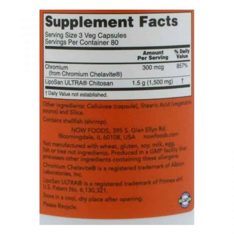 NOW Foods Chitosan (500 mg) + Chromium - Health Nut Vitamin